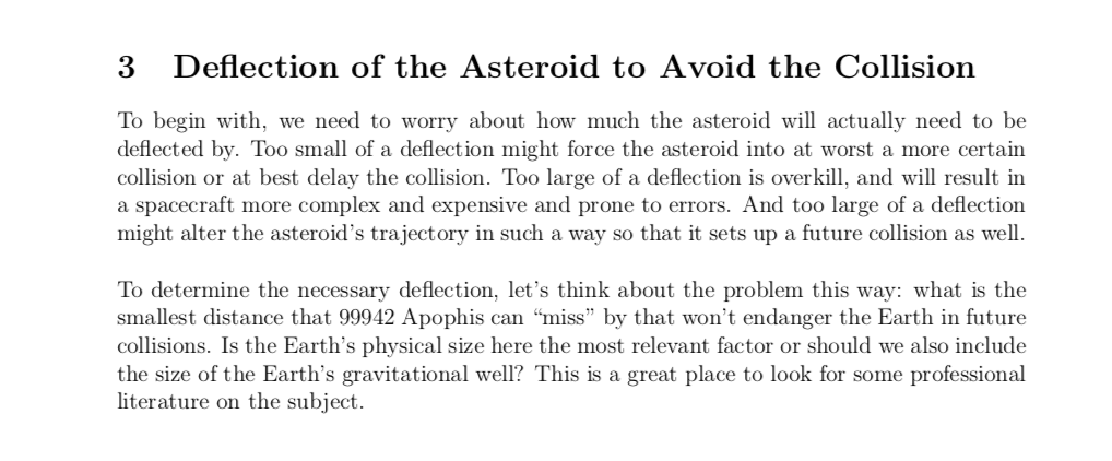 Solved 3 Deflection of the Asteroid to Avoid the Collision | Chegg.com