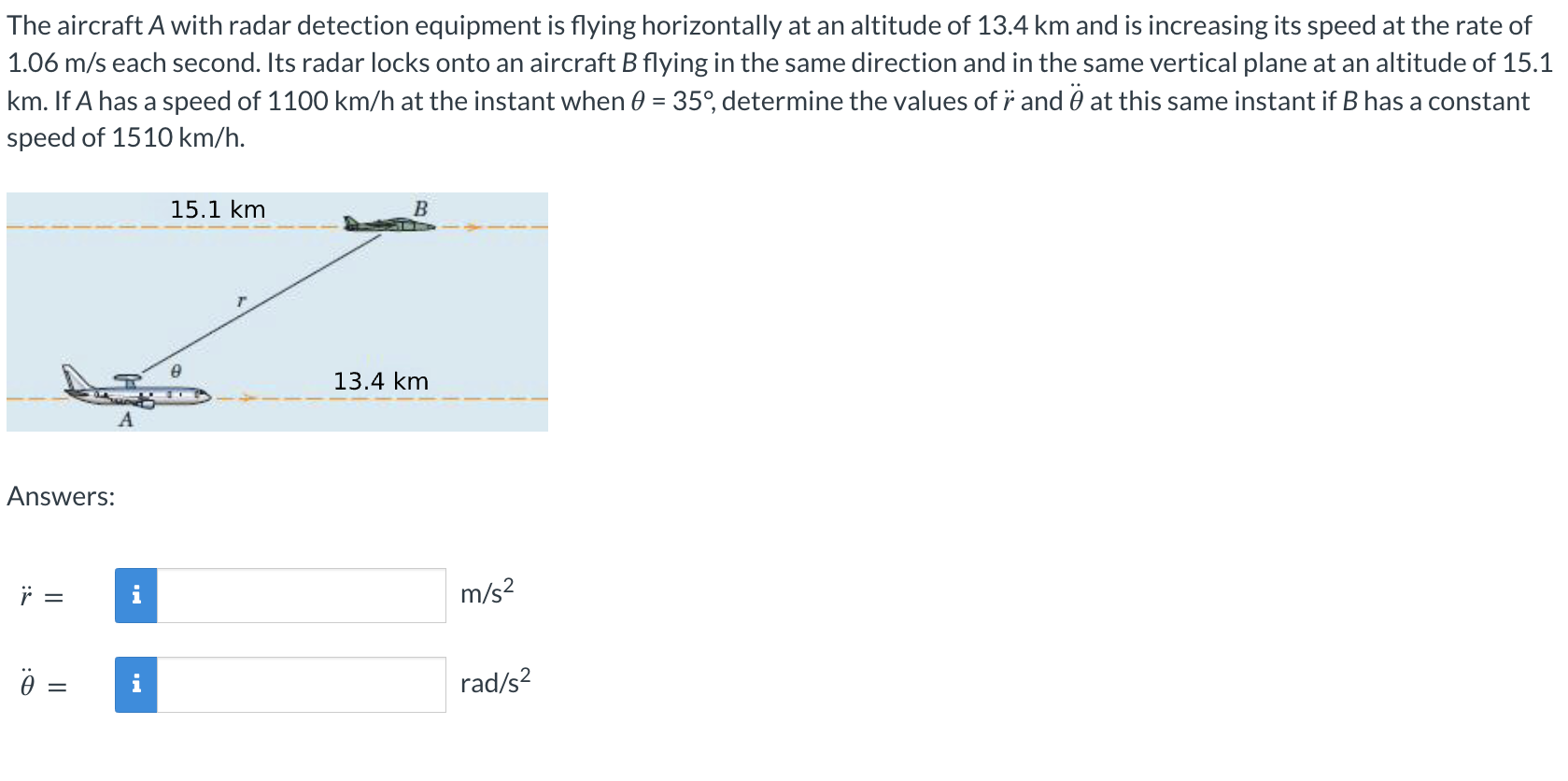 Solved The aircraft A with radar detection equipment is | Chegg.com