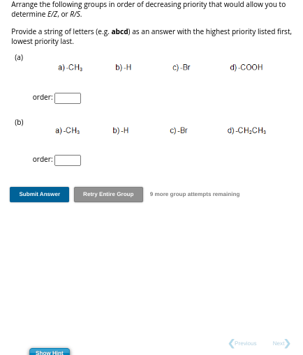 Solved Arrange the following groups in order of decreasing | Chegg.com