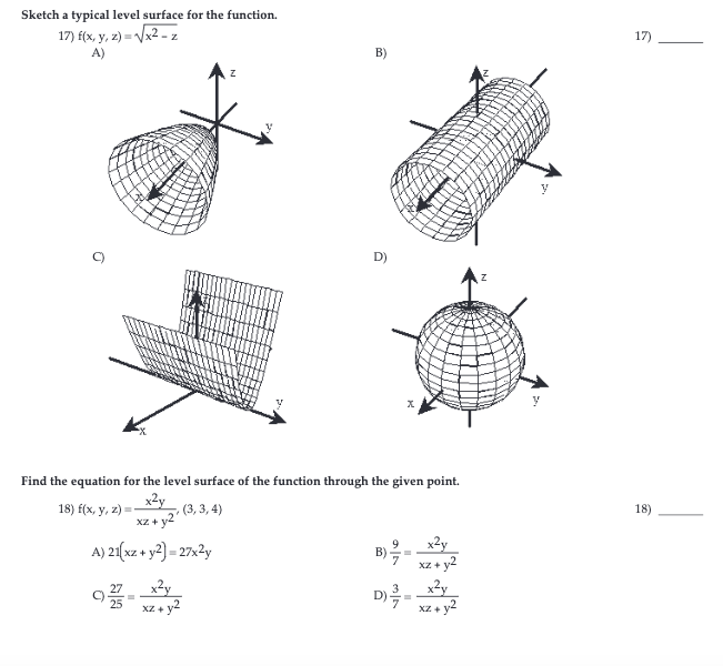 Solved Sketch a typical level surface for the function. 17) | Chegg.com