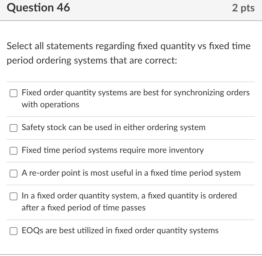 Solved Question 46 2 pts Select all statements regarding | Chegg.com