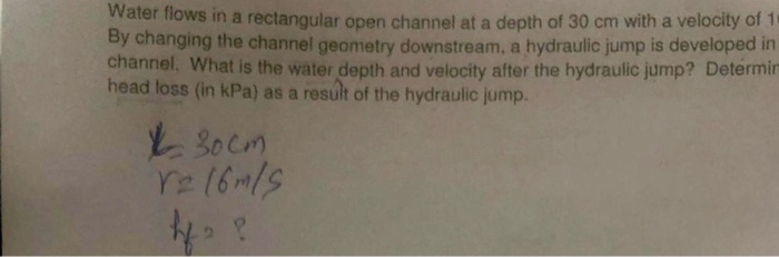 Solved Water flows in a rectangular open channel at a depth | Chegg.com