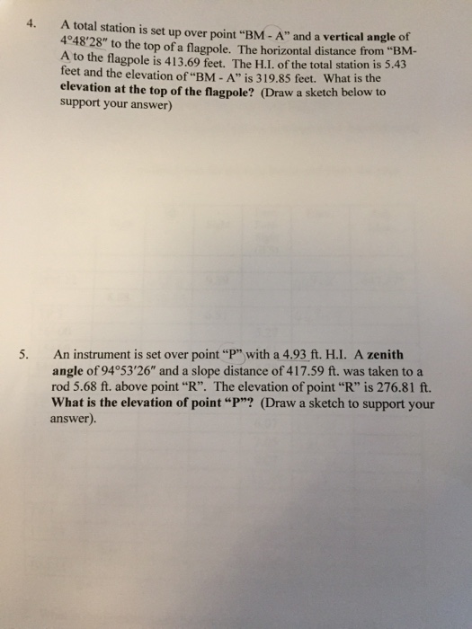 Solved A total station is set up over point "BM-A" and a | Chegg.com