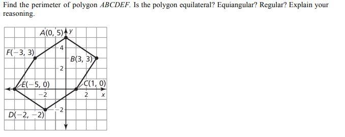 Solved Find the perimeter of polygon ABCDEF. Is the polygon | Chegg.com