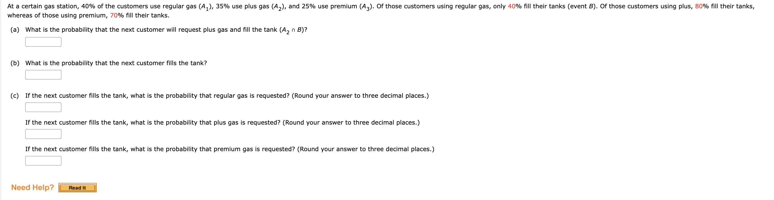 Solved whereas of those using premium, 70% fill their tanks. | Chegg.com