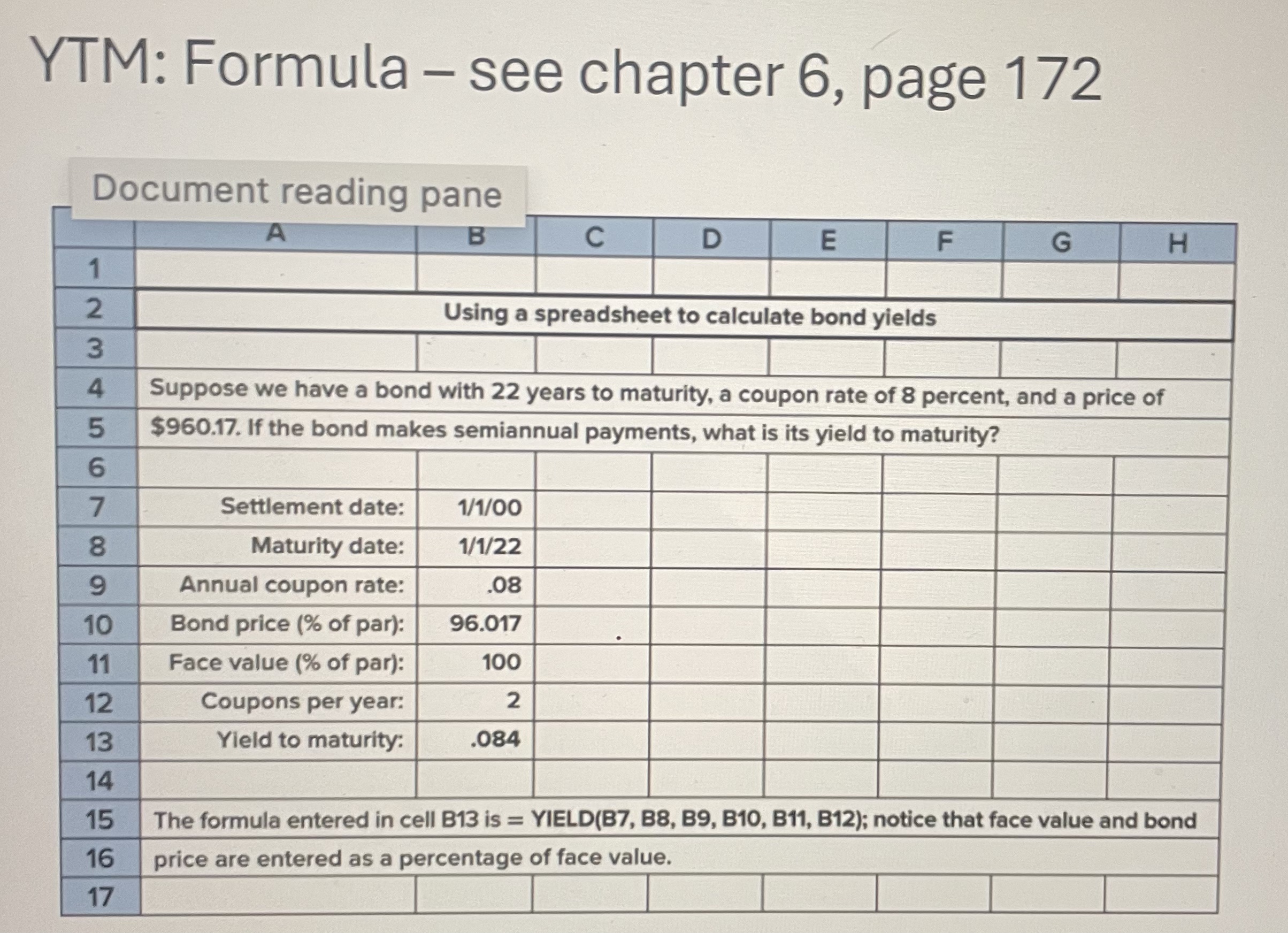 Solved YTM: Formula - ﻿see chapter 6, ﻿page 172Document | Chegg.com