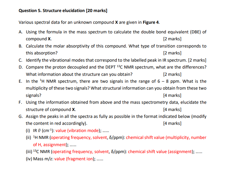 Solved Question 5. Structure elucidation [20 marks] Various | Chegg.com