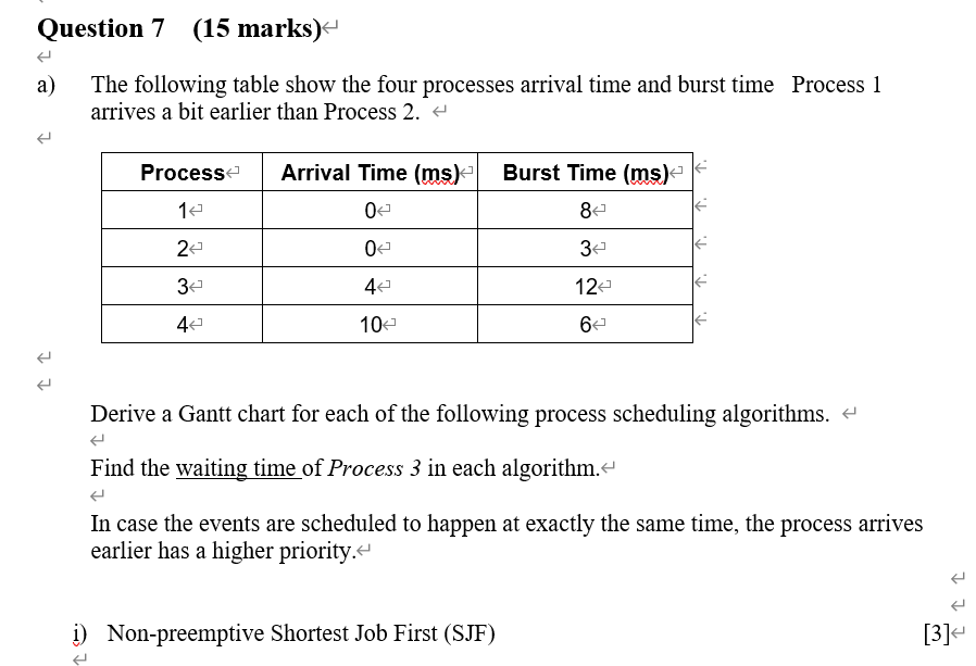 Solved Question 7 (15 marks) لم a) The following table show | Chegg.com