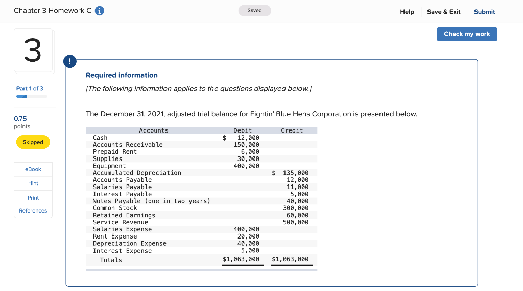 Solved Chapter 3 Homework C A Seved Saved Help Save & Exit | Chegg.com