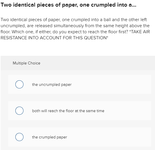 Solved Two identical pieces of paper, one crumpled into a... | Chegg.com