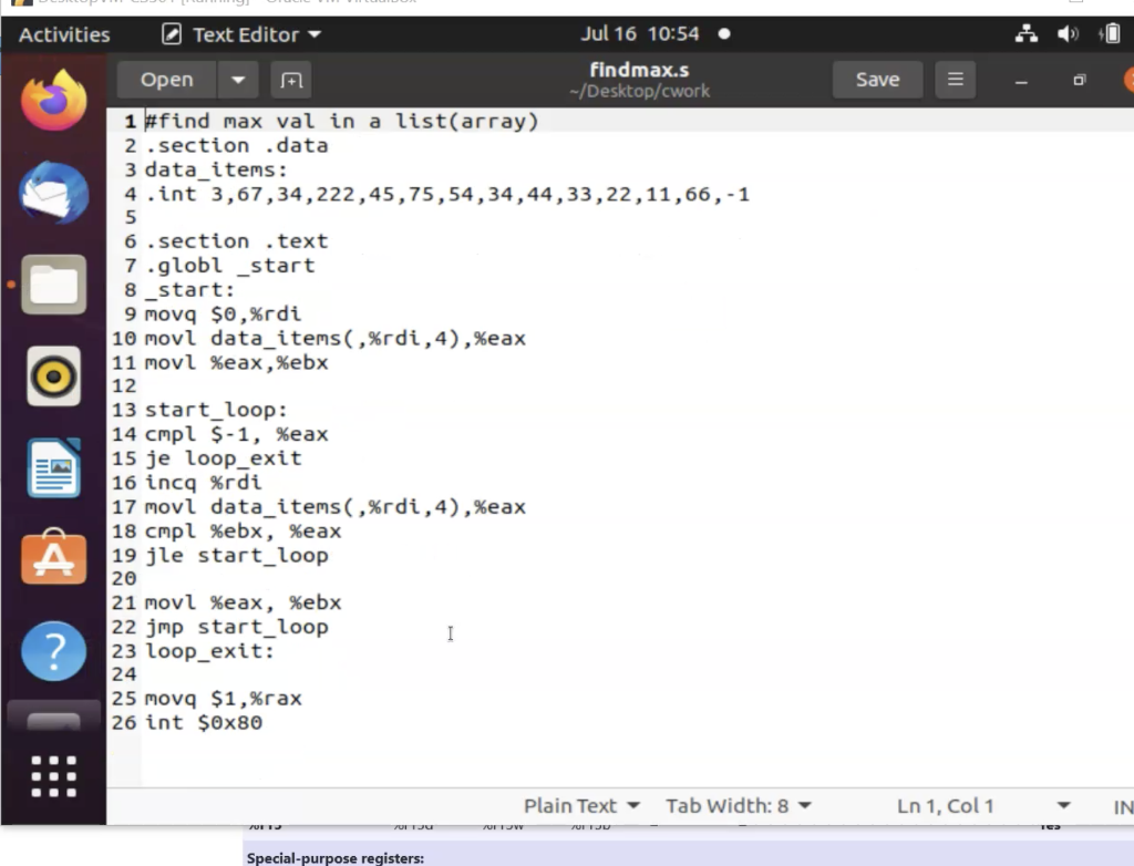 Solved Modify the findmax.s file illustrated in the tutorial | Chegg.com