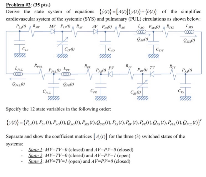 Derive the state system of equations {y (t)} =[A (t)] | Chegg.com