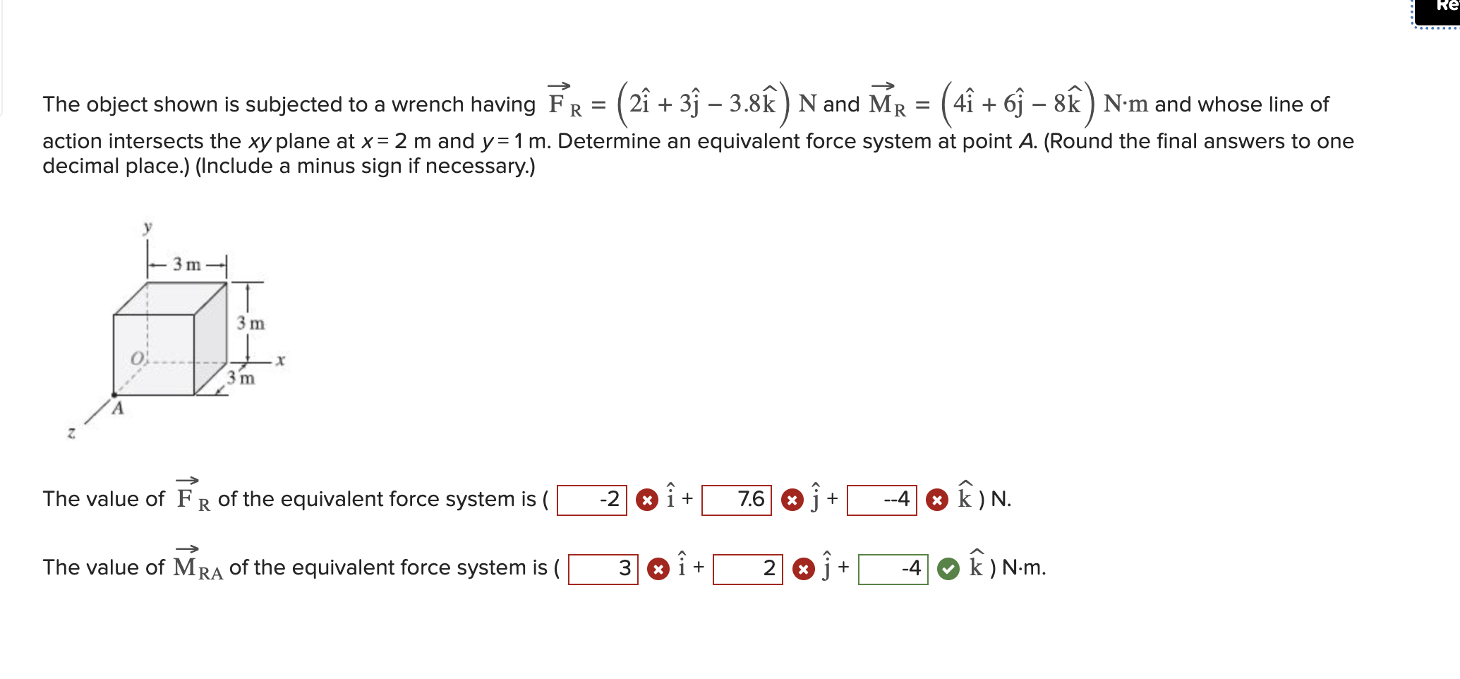 Solved The object shown is subjected to a wrench having | Chegg.com