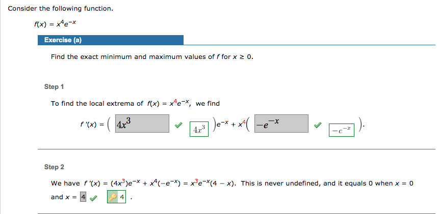 Solved Consider the following function f(x) = xe-x Exercise | Chegg.com