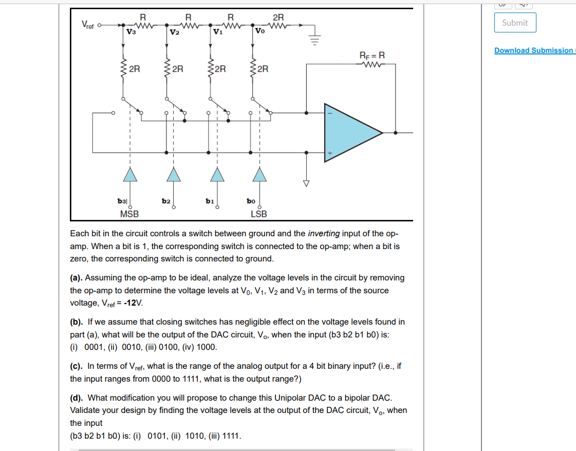Solved Each bit in the circuit controls a switch between | Chegg.com