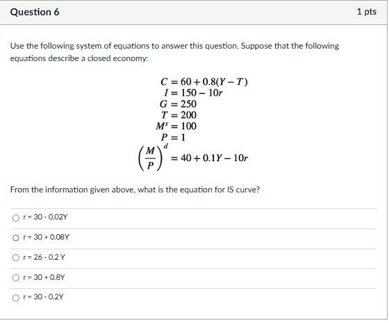 Solved Use the following system of equations to answer this | Chegg.com