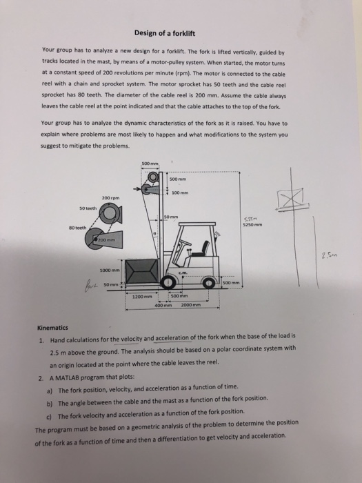 Design of a forklift Your group has to analyze a new | Chegg.com