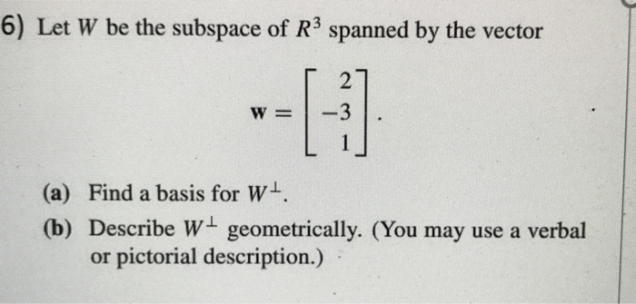 Solved Linear Algebra: Let w be the subspace of R3 spanned | Chegg.com