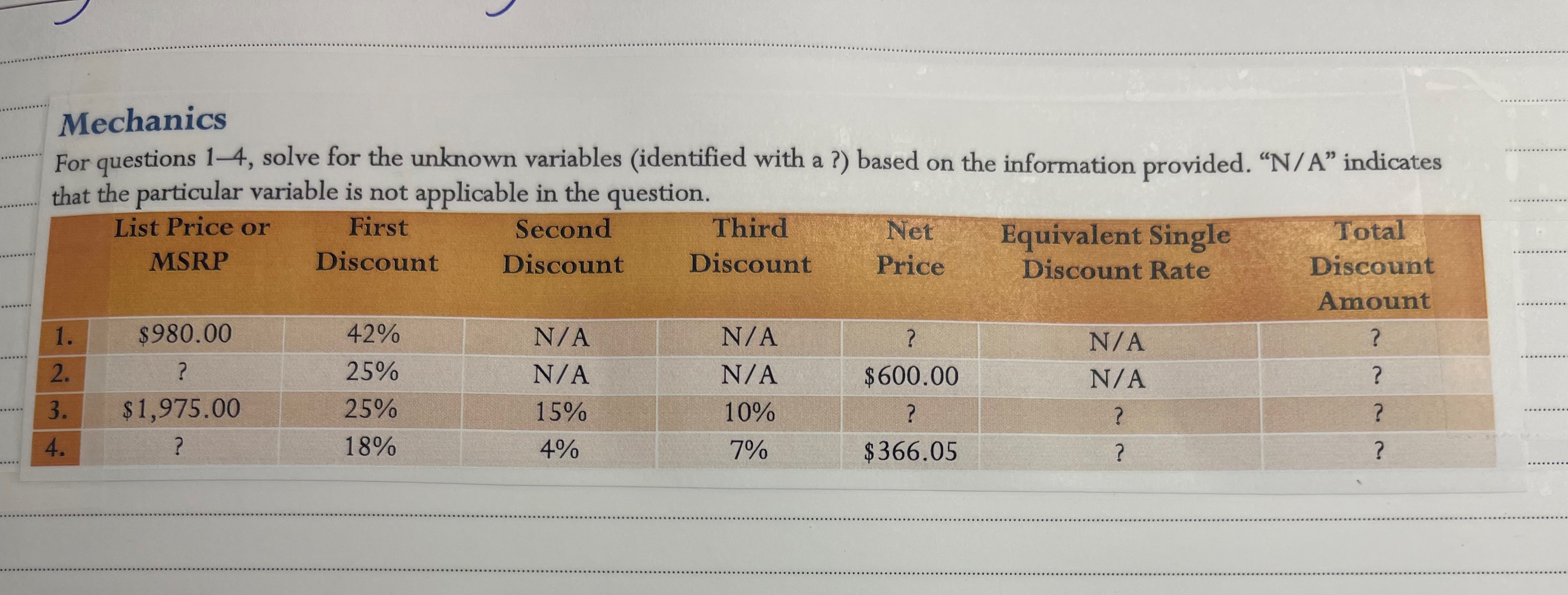 Solved For questions 1–4, ﻿solve for the unknown variables | Chegg.com