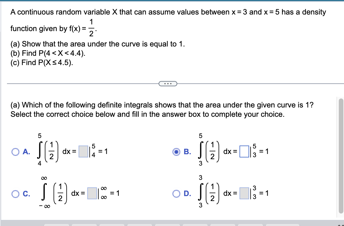 Solved A continuous random variable X that can assume values | Chegg.com