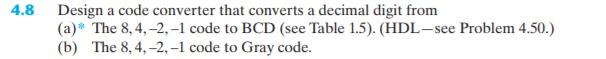 Solved 4.8 Design a code converter that converts a decimal | Chegg.com