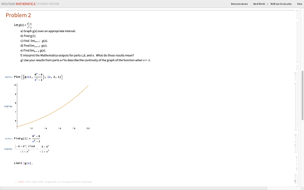 Solved WOLFRAM MATHEMATICA STUDENT EDITION Problem 2 Let | Chegg.com