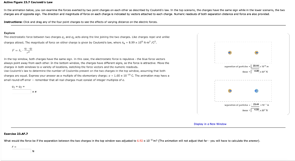Solved Active Figure 23.7 Coulomb's Law In the animation | Chegg.com