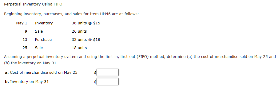 Solved Perpetual Inventory Using FIFO Beginning inventory, | Chegg.com