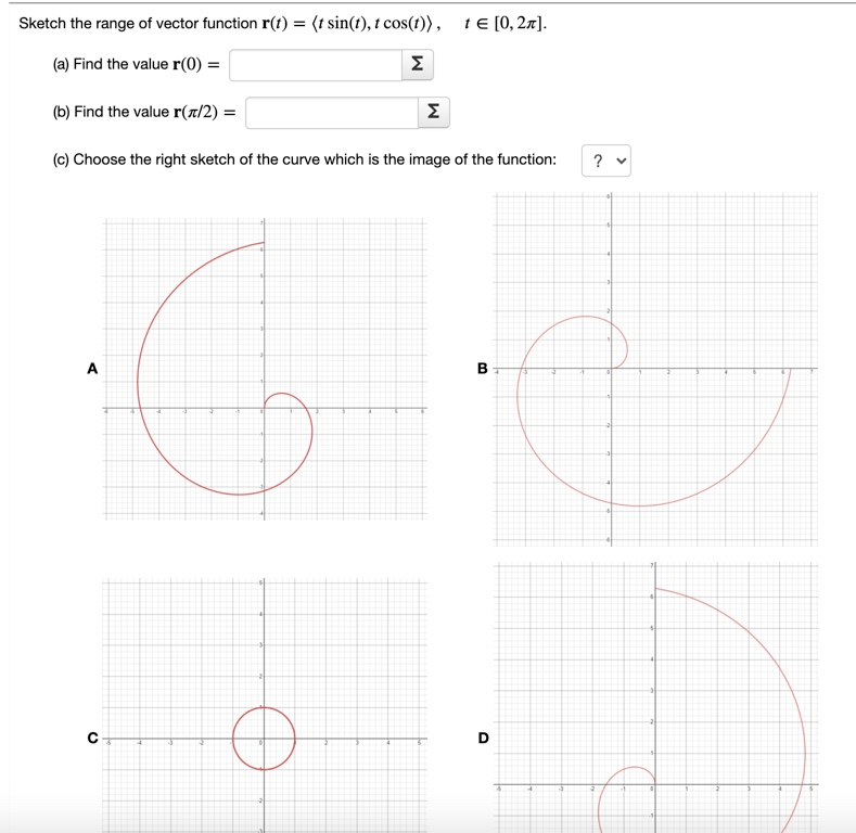 Solved Sketch the range of vector function r(t) = (t sin(t), | Chegg.com