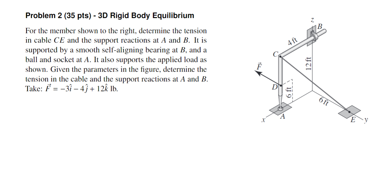 Solved Problem 2 (35 pts) - 3D Rigid Body Equilibrium For | Chegg.com