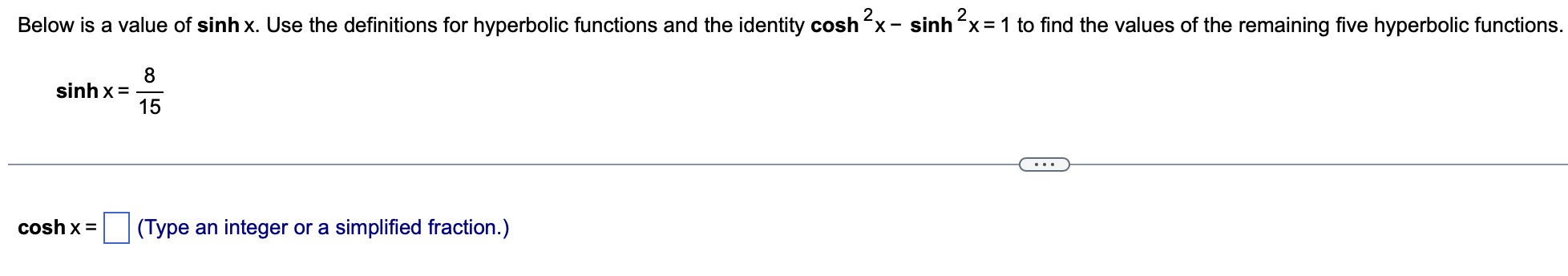 Solved Below is a value of sinh x. Use the definitions for | Chegg.com