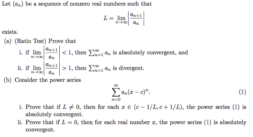 Solved Let (an) be a sequence of nonzero real numbers such | Chegg.com