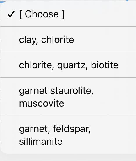 Solved this chart associated metamorphic grades and mineral | Chegg.com