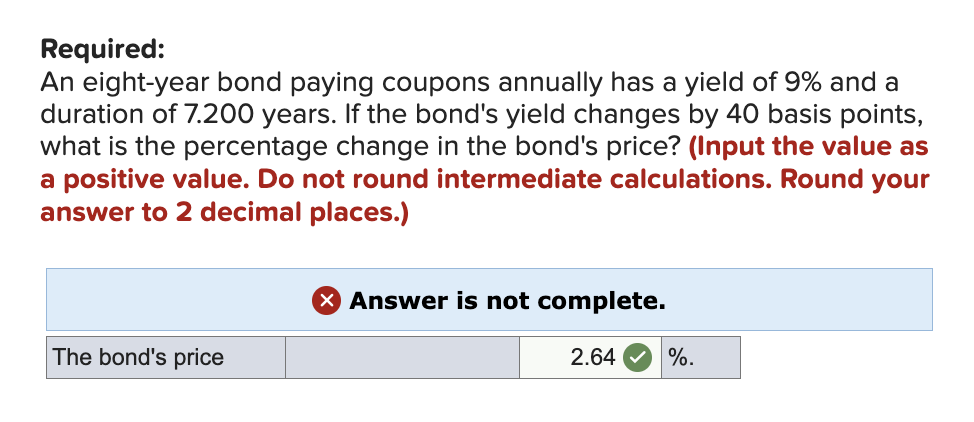 Solved Required: You own a fixed-income asset with a | Chegg.com