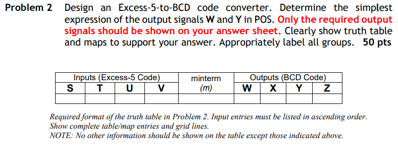 Solved Design an Excess-5-to-BCD code converter. Determine | Chegg.com