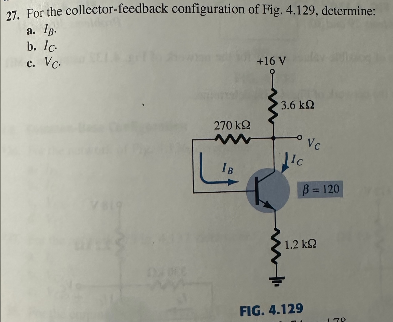Solved 27. For the collector-feedback configuration of Fig. | Chegg.com