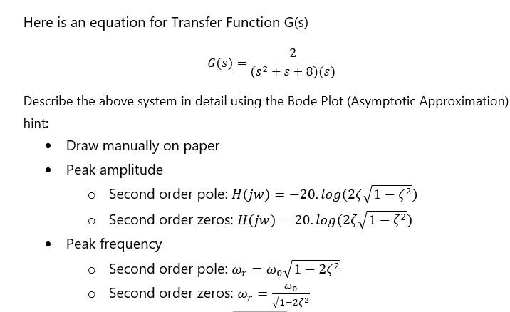 Solved Here is an equation for Transfer Function G(s) | Chegg.com