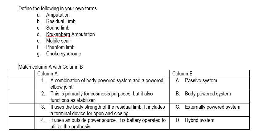 Solved C. Define the following in your own terms a. | Chegg.com