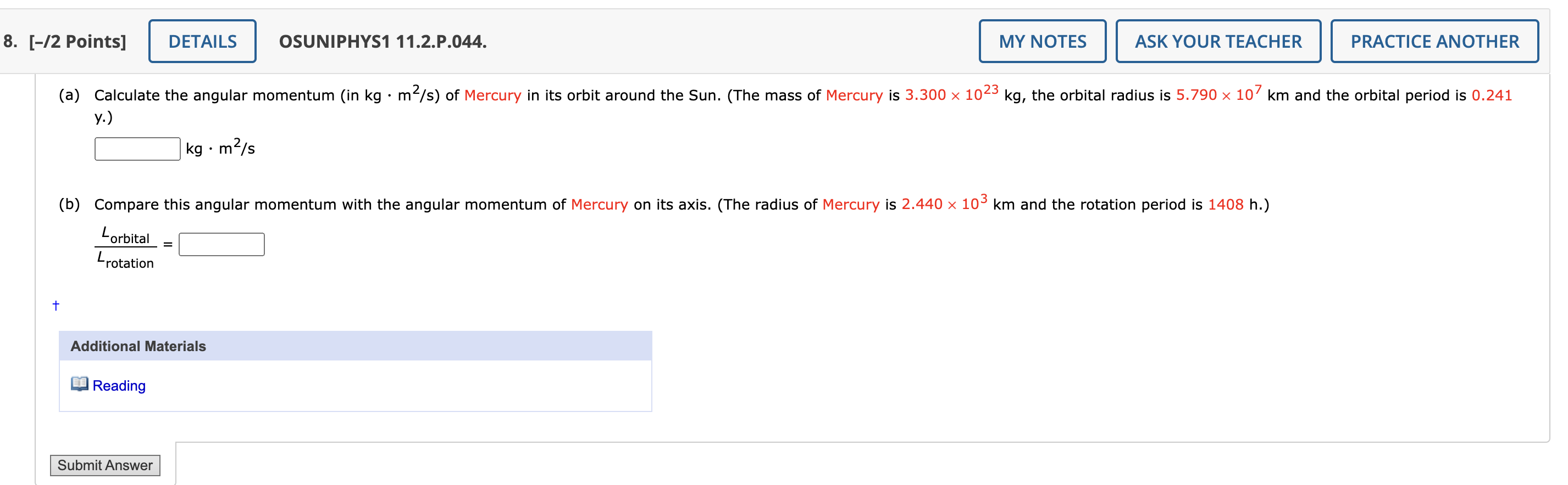 Solved Y Kg⋅m2 S B Compare This Angular Momentum With
