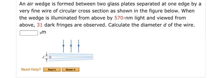 Solved An air wedge is formed between two glass plates | Chegg.com