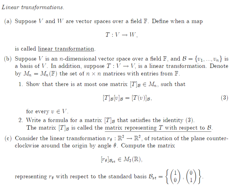 Solved Linear transformations. (a) Suppose V and W are | Chegg.com