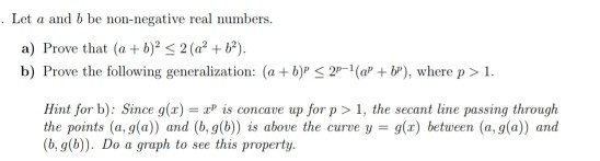 Solved Let a and b be non-negative real numbers. a) Prove | Chegg.com
