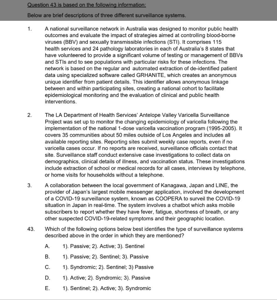 Solved Question 43 is based on the following information: | Chegg.com