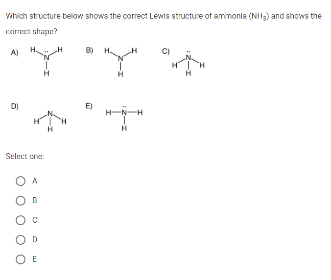 Solved Which structure below shows the correct Lewis | Chegg.com