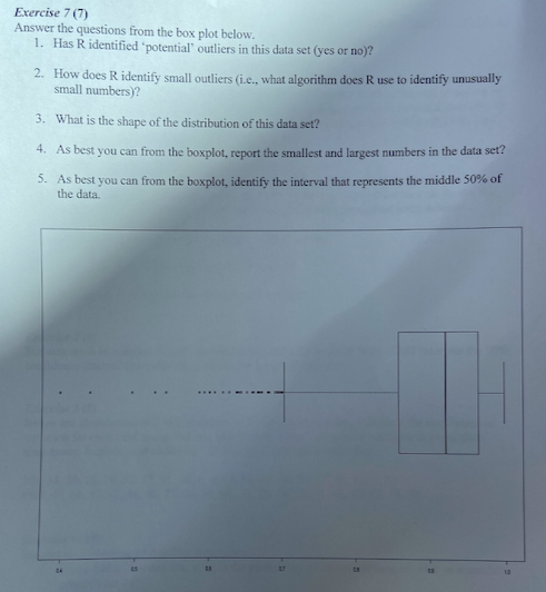 Solved Exercise 7 (7) Answer the questions from the box plot | Chegg.com