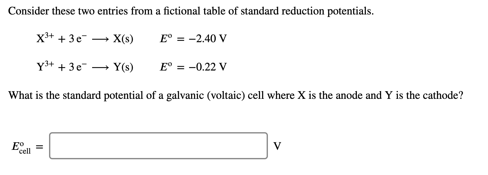 Solved Calculate The Standard Cell Potential Ecell For The