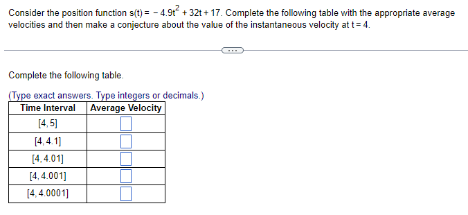 Solved Consider the position function s(t)=-4.9t2+32t+17. | Chegg.com