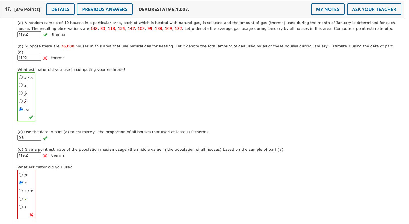 Solved 17. [3/6 Points] DETAILS PREVIOUS ANSWERS DEVORESTAT9 | Chegg.com