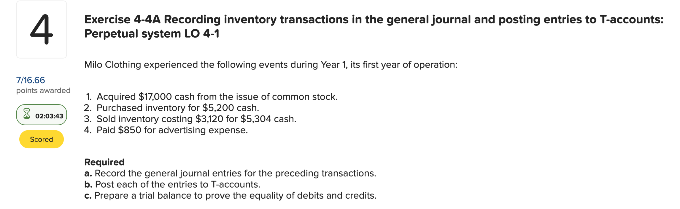 Solved Exercise 4-4A Recording inventory transactions in the | Chegg.com
