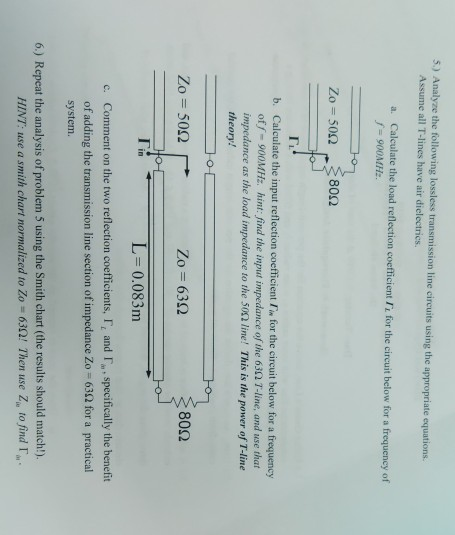 Solved 5.) Analyze the following lossless transmission line | Chegg.com